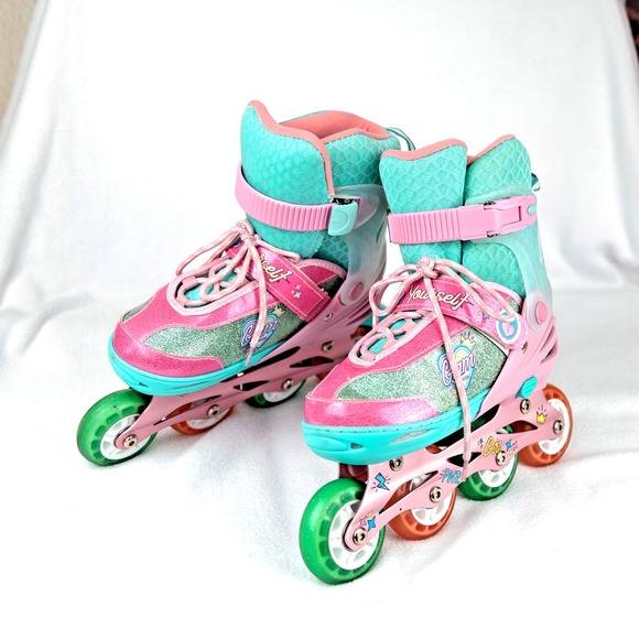 Skirts | Glam By Rush Girl Pro Inline Skates Flying Wheel Pinkgreen ...